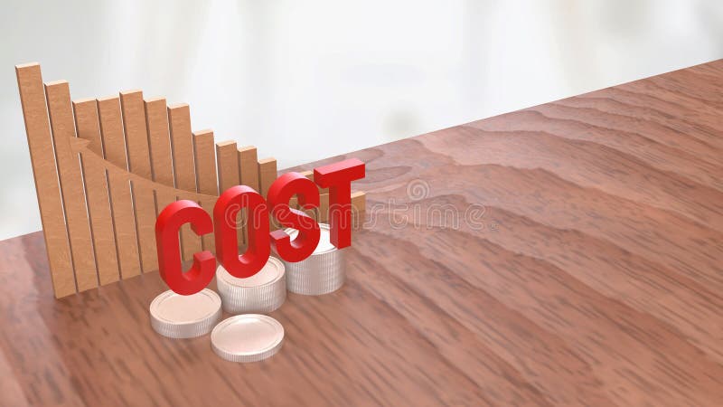 The Red Cost Text and Gold Coins for Business Concept 3d Rendering ...