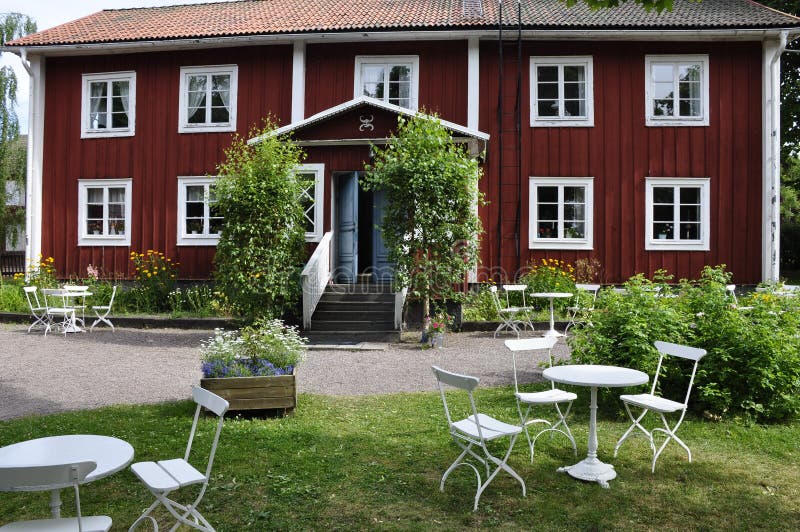 Red cottage stock image. Image of large, entrance, entry - 15109139