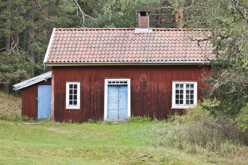 Red cottage stock image. Image of house, cottage, landscape - 18405149