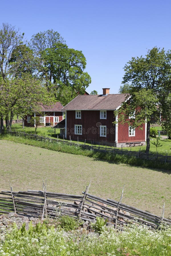 Red cottage stock photo. Image of picket, idyllic, land - 19673092