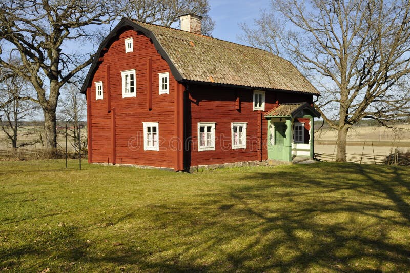 Red cottage stock photo. Image of nature, snow, cottage - 12400786
