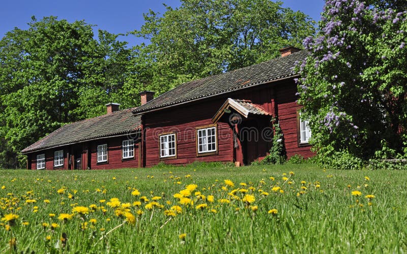 Red cottage stock photo. Image of nature, snow, cottage - 12400786