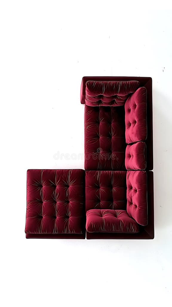 Red Couch with a Red Ottoman Stock Photo - Image of fashion ...