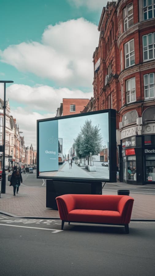 A Red Couch Sitting in the Middle of a Street. Generative AI Image ...