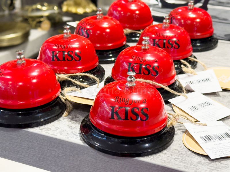 Red Counter Bells with Ring for a Kiss Text on Display Editorial Photo ...