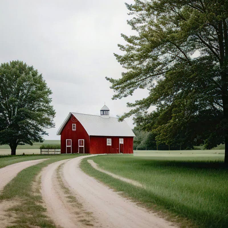 Red Country Barn stock illustration. Illustration of horizontal - 278856615