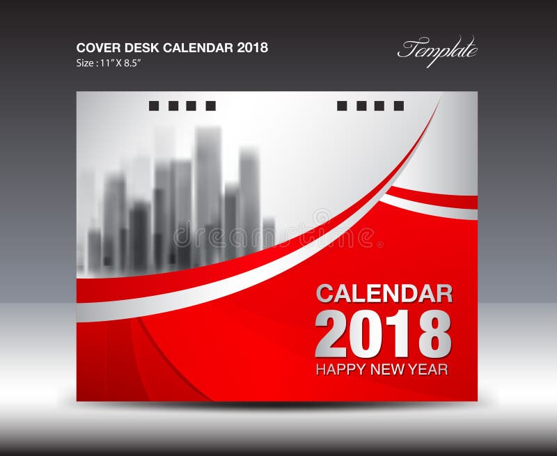 Red Cover Desk Calendar 2018 Year, Template Design Stock Vector ...
