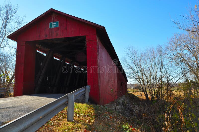 Red Covered Bridge stock photo. Image of daylight, planks - 16917314