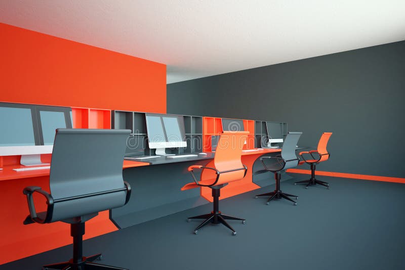 Red coworking office stock illustration. Illustration of clean - 80990078