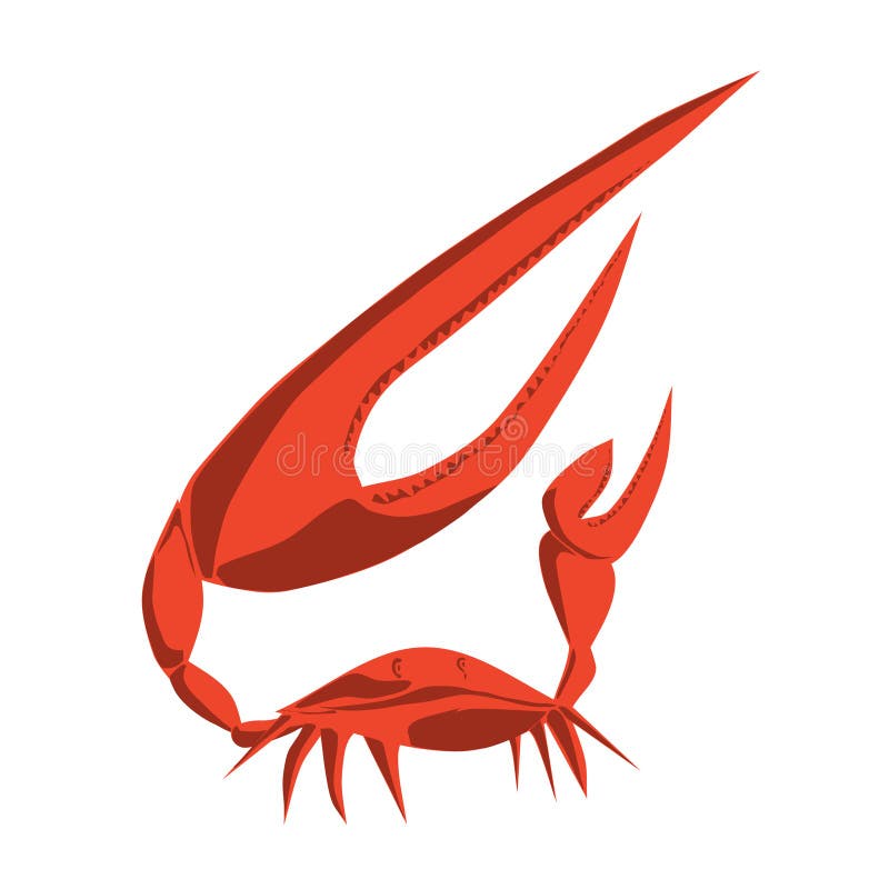 Red Crab with Huge Claw Schematic Simple Image in Two Colors Stock ...