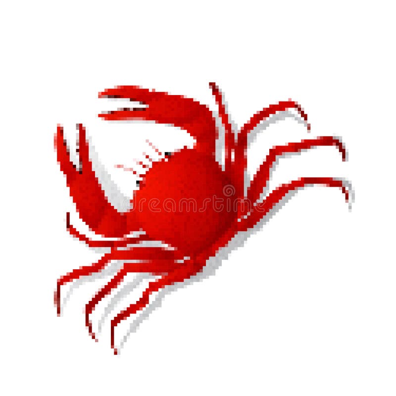 Red crab pixel art icon stock vector. Illustration of meat - 267015708