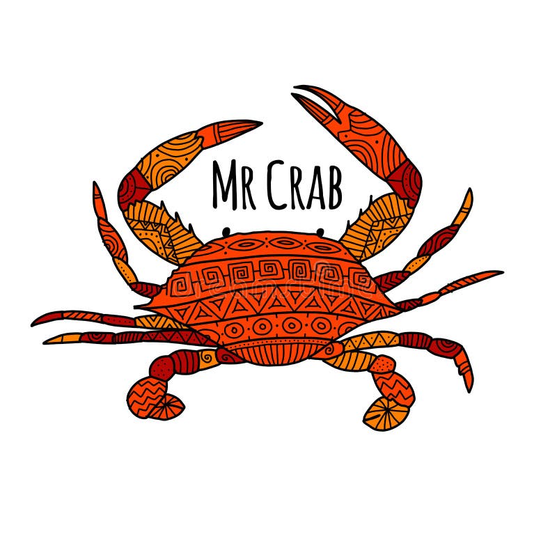 Red Crab, Sketch for Your Design Stock Vector - Illustration of ...