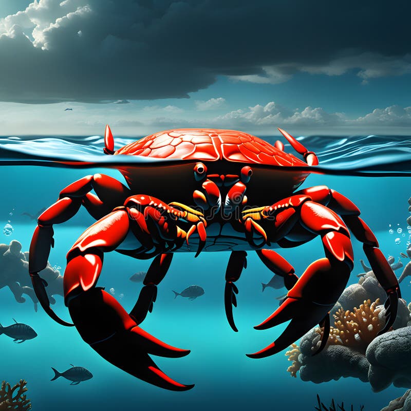 Red crabs, AI-Generatet stock illustration. Illustration of aigeneratet ...