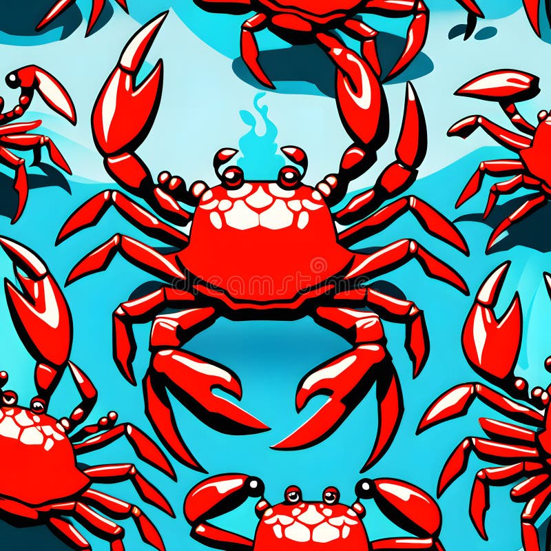 Red crabs, AI-Generatet stock illustration. Illustration of aigeneratet ...