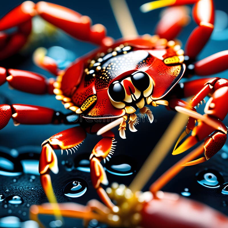 Red crabs, AI-Generatet stock illustration. Illustration of river ...