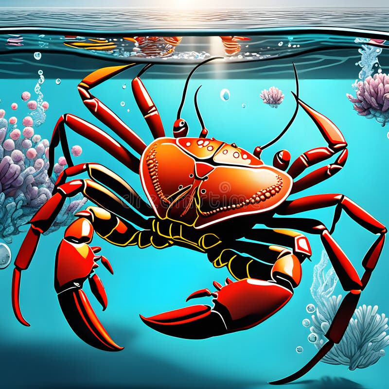 Red crabs, AI-Generatet stock illustration. Illustration of scissors ...
