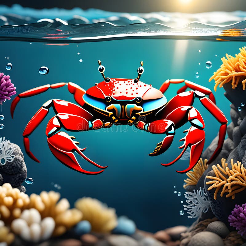 Red crabs, AI-Generatet stock illustration. Illustration of feelers ...