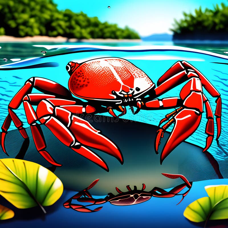 Red crabs, AI-Generatet stock illustration. Illustration of stalk ...