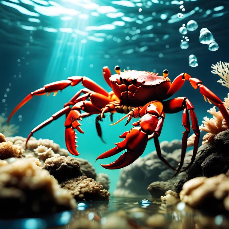 Red crabs, AI-Generatet stock illustration. Illustration of exoskeleton ...