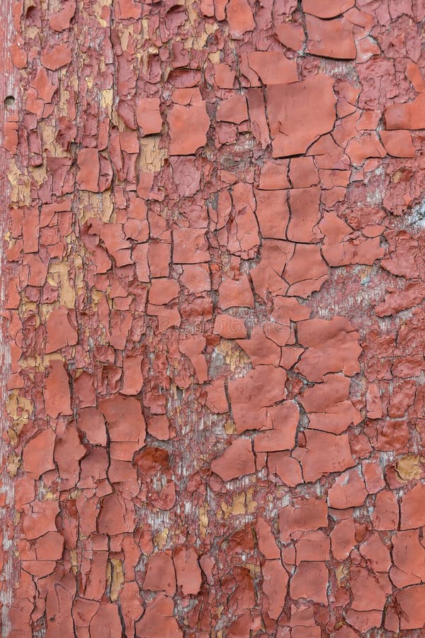 Red Cracked Painting on Wooden Surface Stock Image - Image of ...