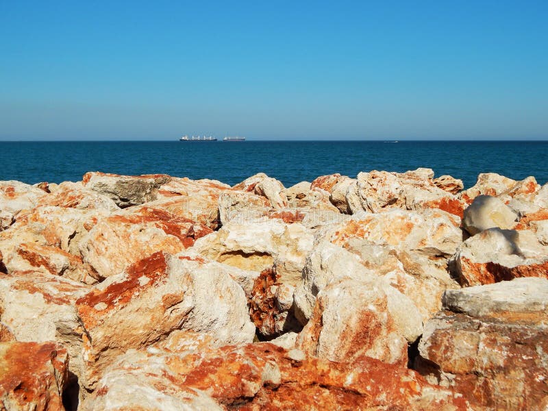 Red Crag, Rocks, Mountain, Sea Stock Photo - Image of mountain, summer ...
