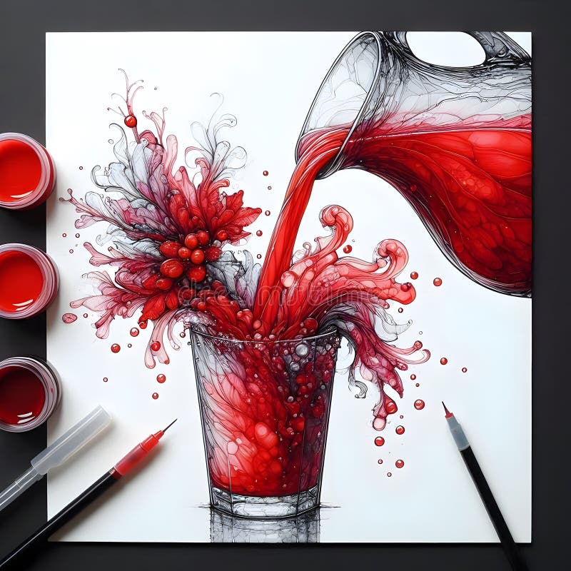 Red Cranberry Splash with Dynamic Motion Stock Illustration ...