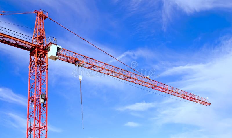 Red crane stock image. Image of tower, blue, crane, building - 21263777