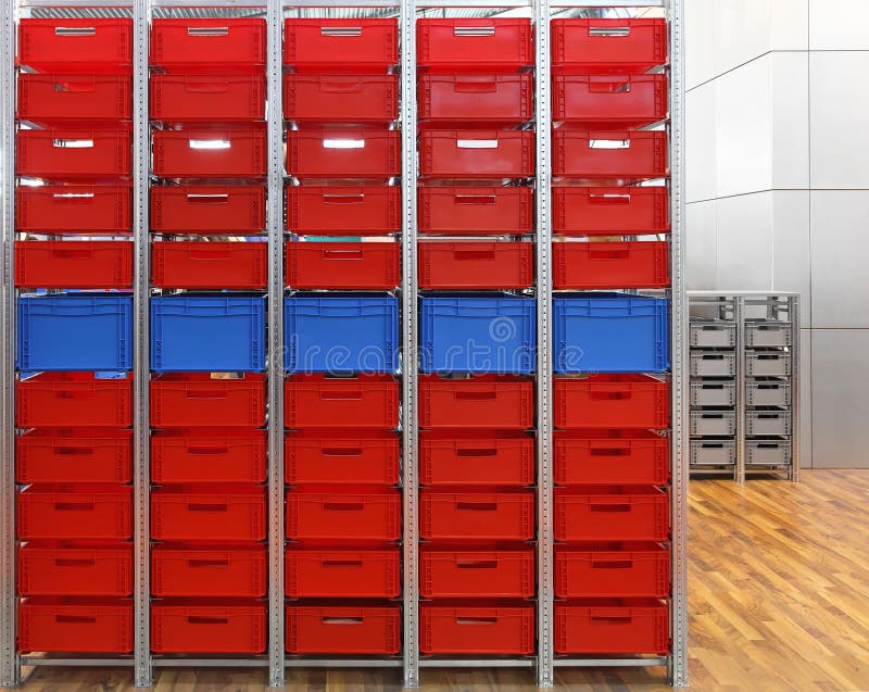 Red crates stock image. Image of plastic, shelf, storage - 30418631