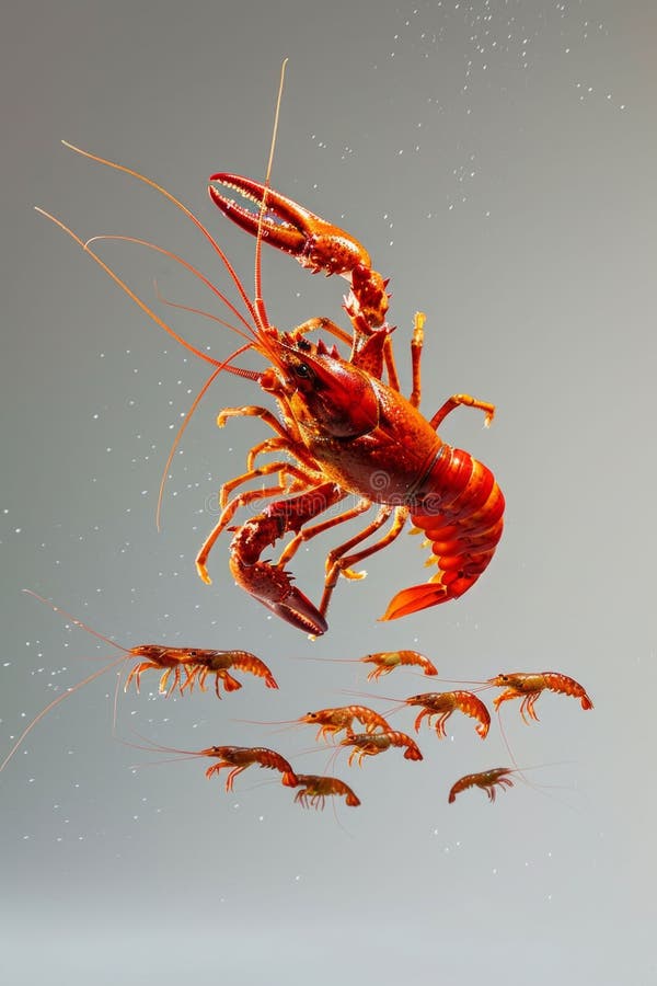 Red Crayfish in Water. Generative Ai Stock Illustration - Illustration ...