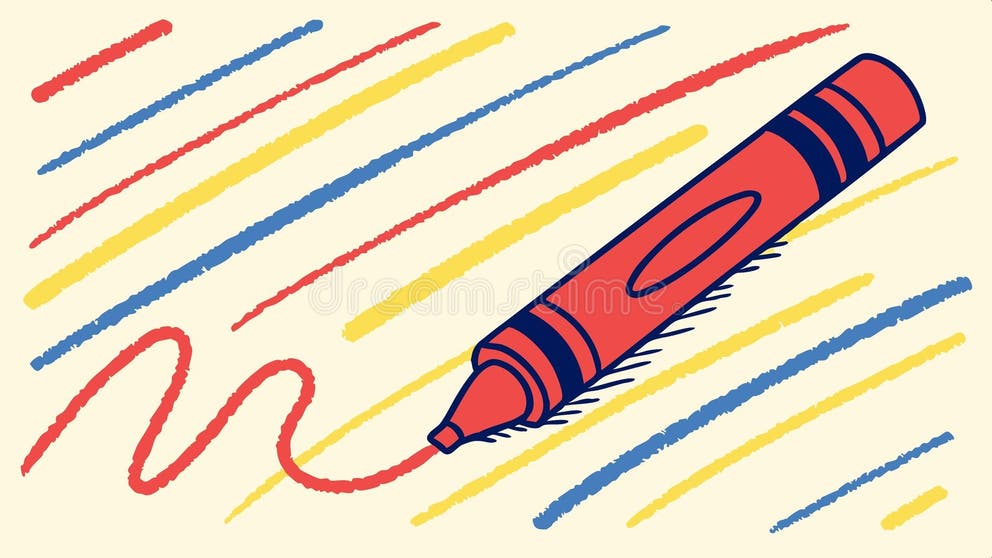 Red Crayon Illustration, Art Supply and Coloring Tool Vector Design ...