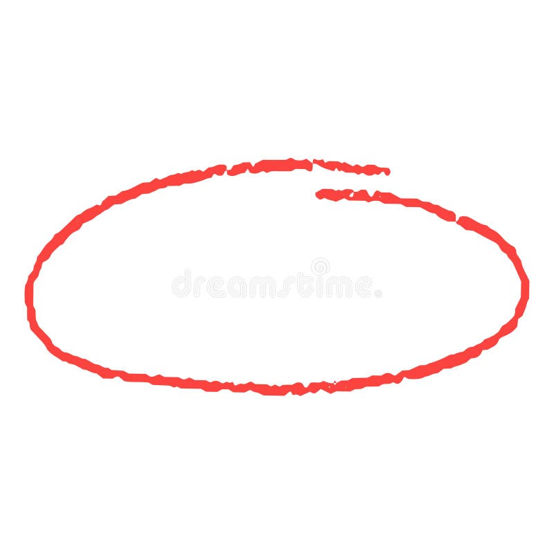 Red Crayon Outline Oval Vector Frame, Scribble Round Chalk Pencil ...