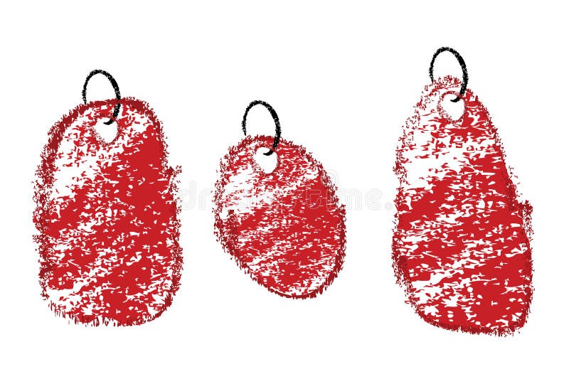 Red Crayon Tag Simple Vector Set 3, Isolated on White Stock Vector ...