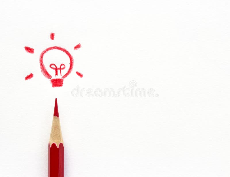 Red Crayons Drawing Light Bulb Stock Image - Image of school, bulb ...