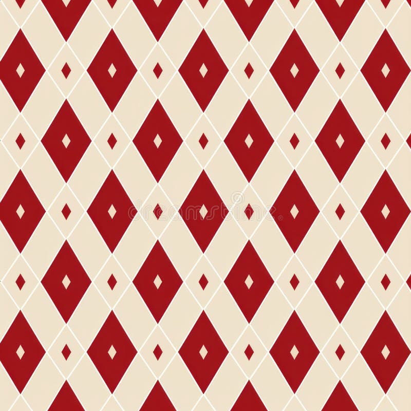 Red and Cream Diamond Pattern: Minimalist Background with Traditional ...