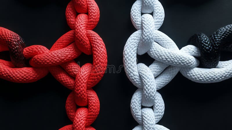 Red and Cream Infinity Loop - Interwoven Red and Cream Strands Form an ...