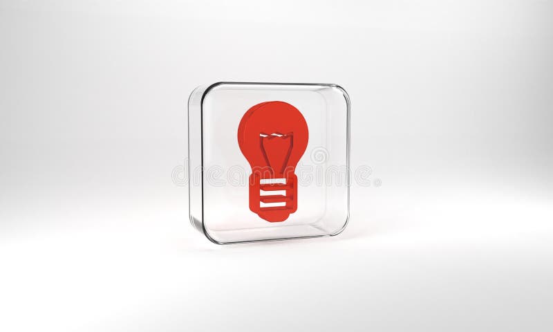Red Creative Lamp Light Idea Icon Isolated on Grey Background. Concept ...