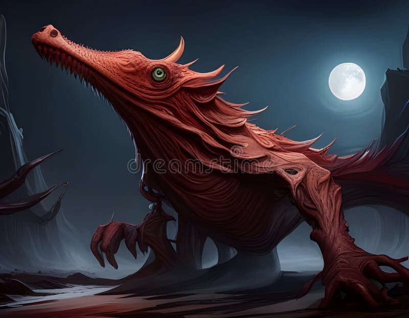 Red creature stock illustration. Illustration of anime - 276121323