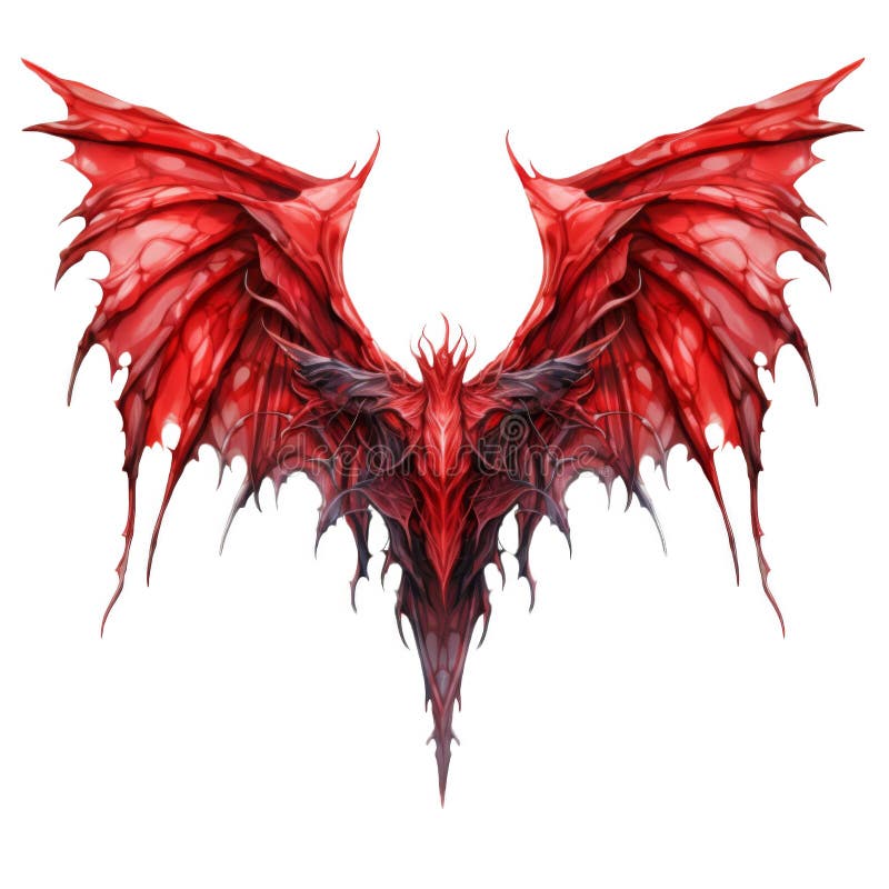 Red Creature with Spiked Wings Stock Image - Illustration of silhouette ...