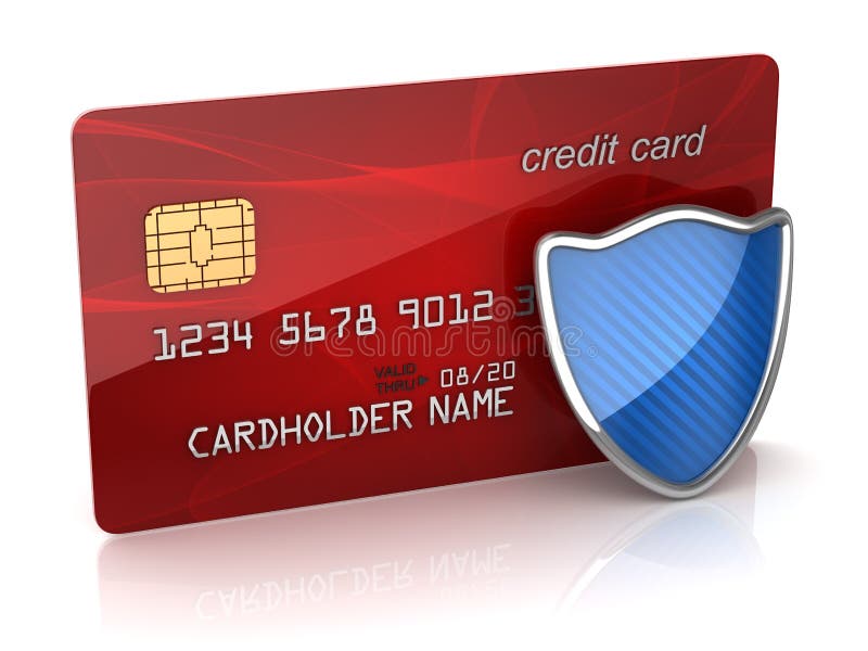 Red Credit Card with Shield Stock Illustration - Illustration of credit ...