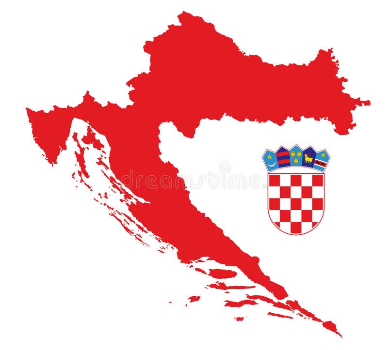 Red Croatia Map with Coat of Arms Stock Vector - Illustration of island ...