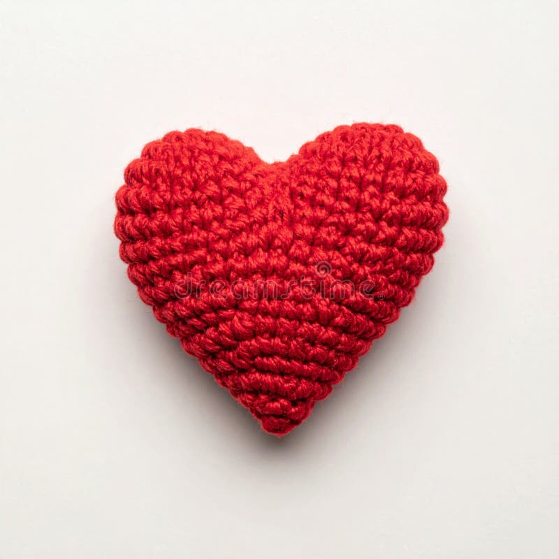 Red Crochet Heart on White Background Stock Illustration - Illustration ...