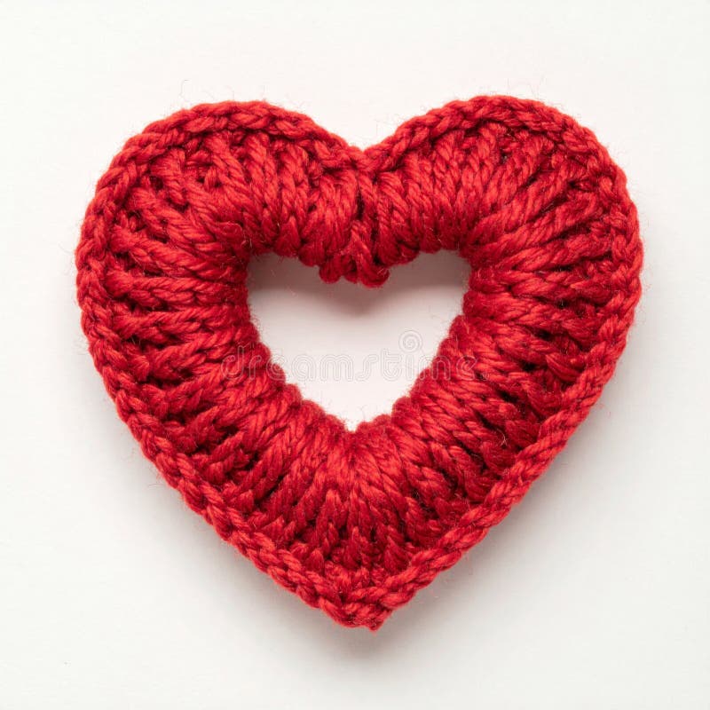 Red Crocheted Heart on White Background Stock Illustration ...
