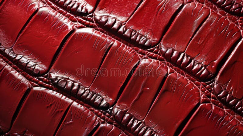 Red Crocodile Leather Texture Background with Embossed Pattern and Rich ...