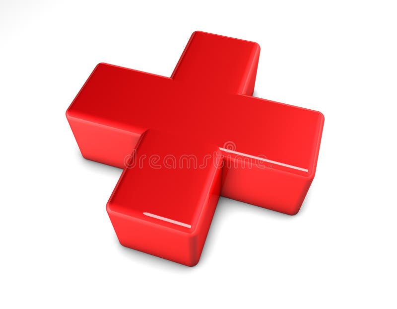 3D Red Cross Symbol Sign editorial stock photo. Illustration of ...