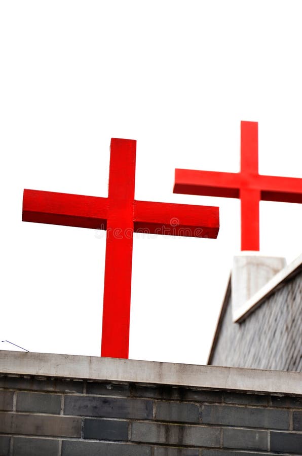 Red cross stock photo. Image of brick, church, roof, stone - 20309576
