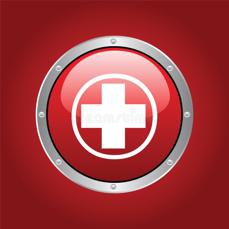 Red cross icon stock vector. Illustration of help, pain - 10230367