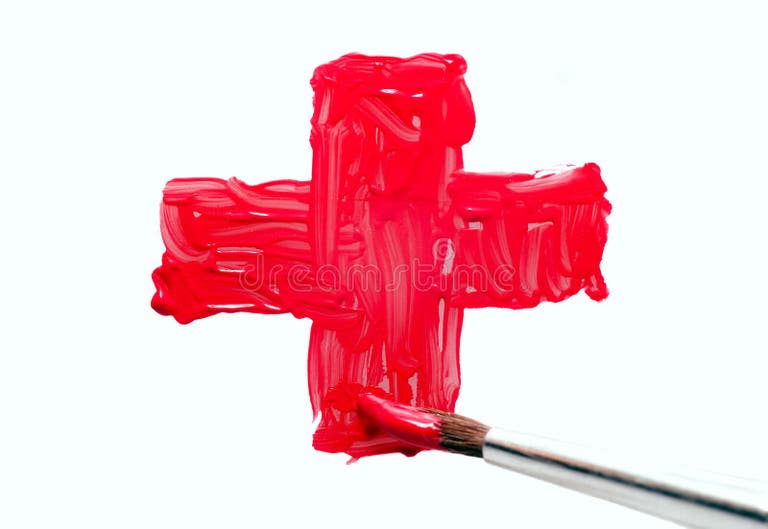 Red cross with brush editorial image. Image of brush - 14303300