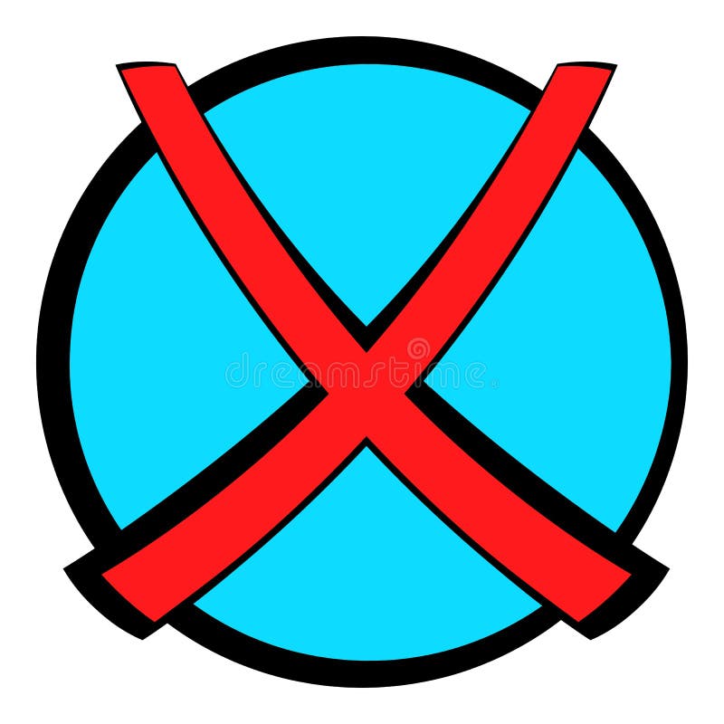 Red Cross, Check Mark Icon, Cartoon Style Stock Illustration ...