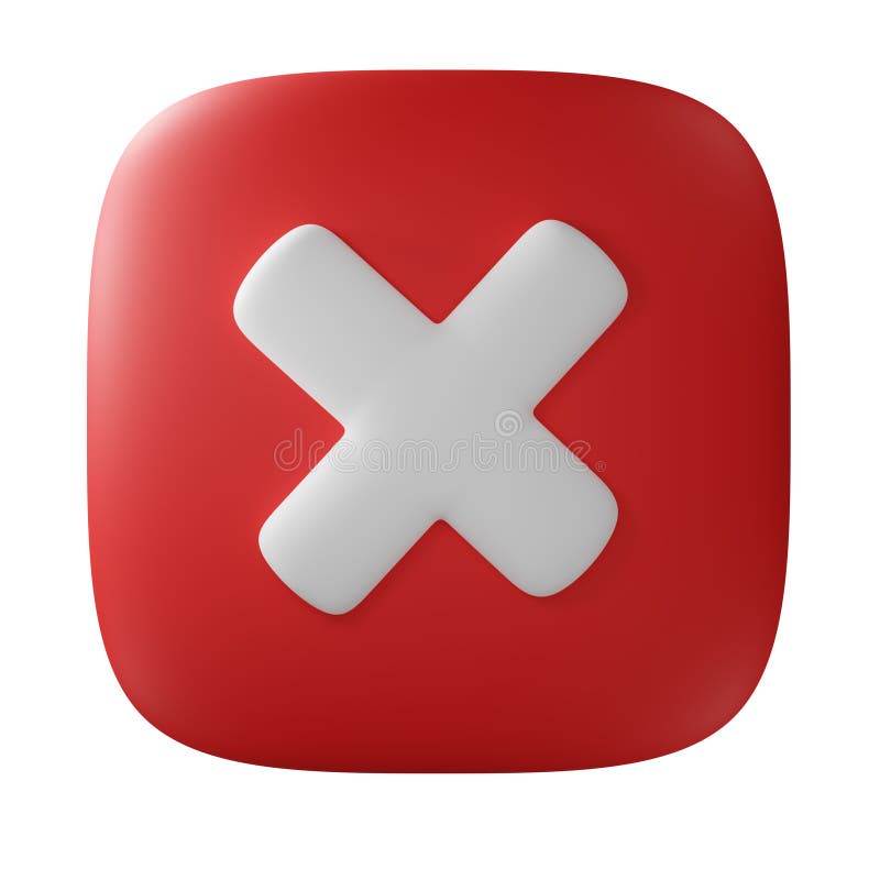 Red Cross Checkmark Button, 3d Renders Illustration. Stock Illustration ...