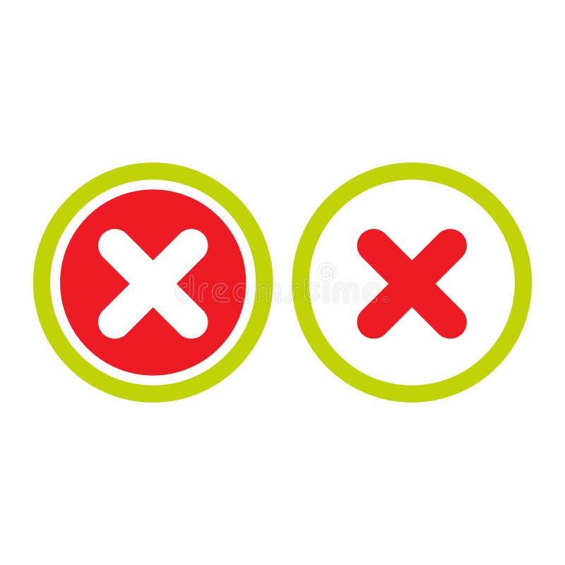 Red Cross in Circle Set. Delete Button. Warning Error Icon Stock Vector ...